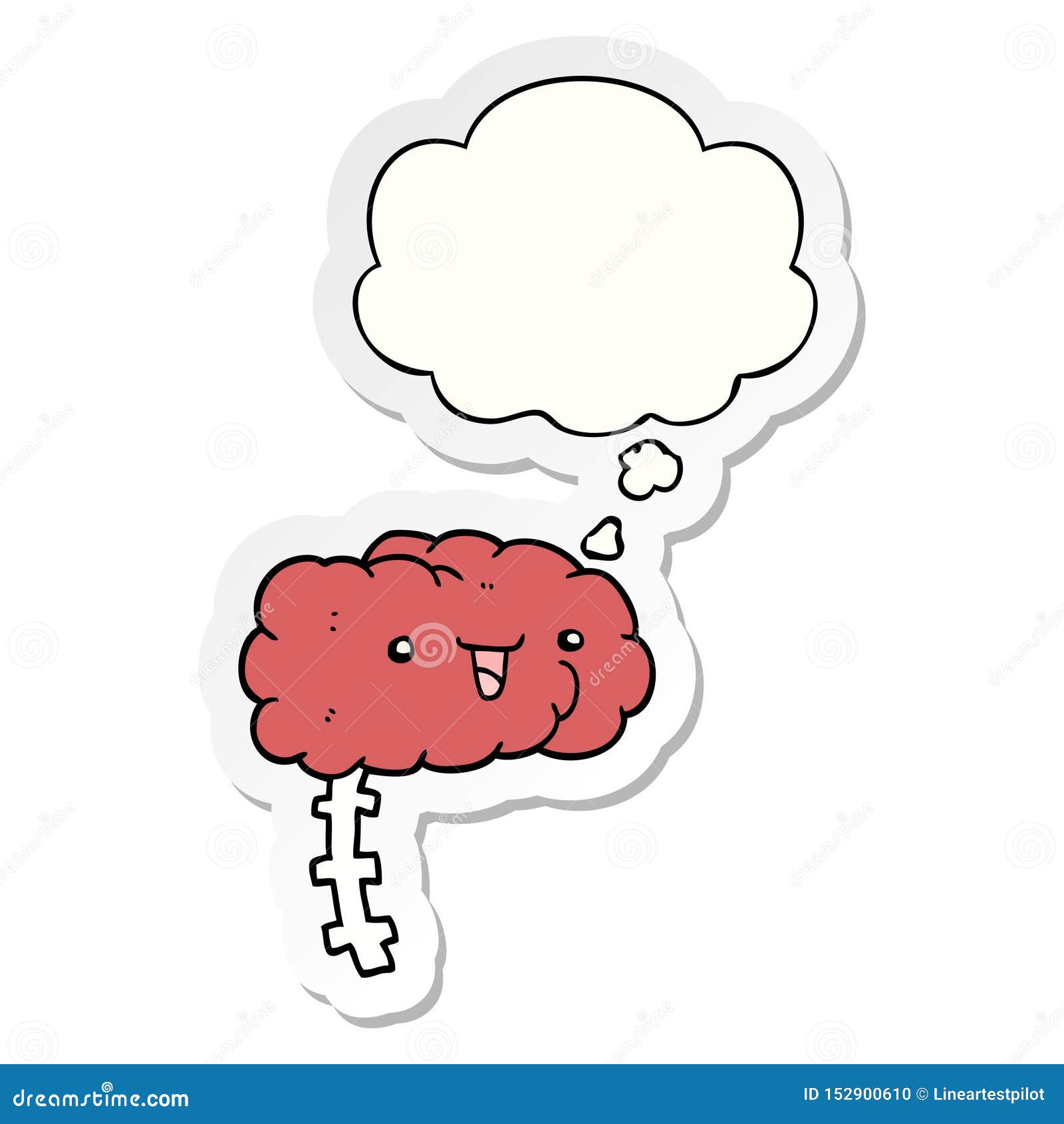 A Creative Happy Cartoon Brain and Thought Bubble As a Printed Sticker ...
