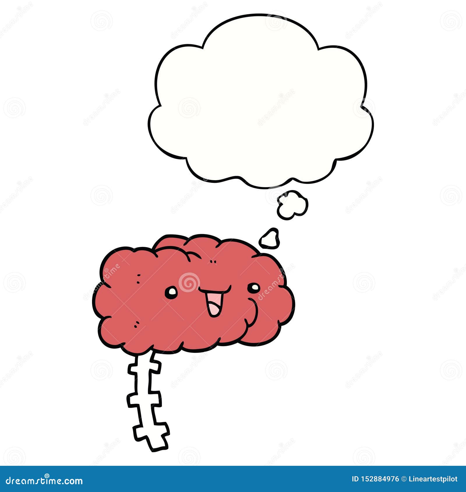 A Creative Happy Cartoon Brain and Thought Bubble Stock Vector ...