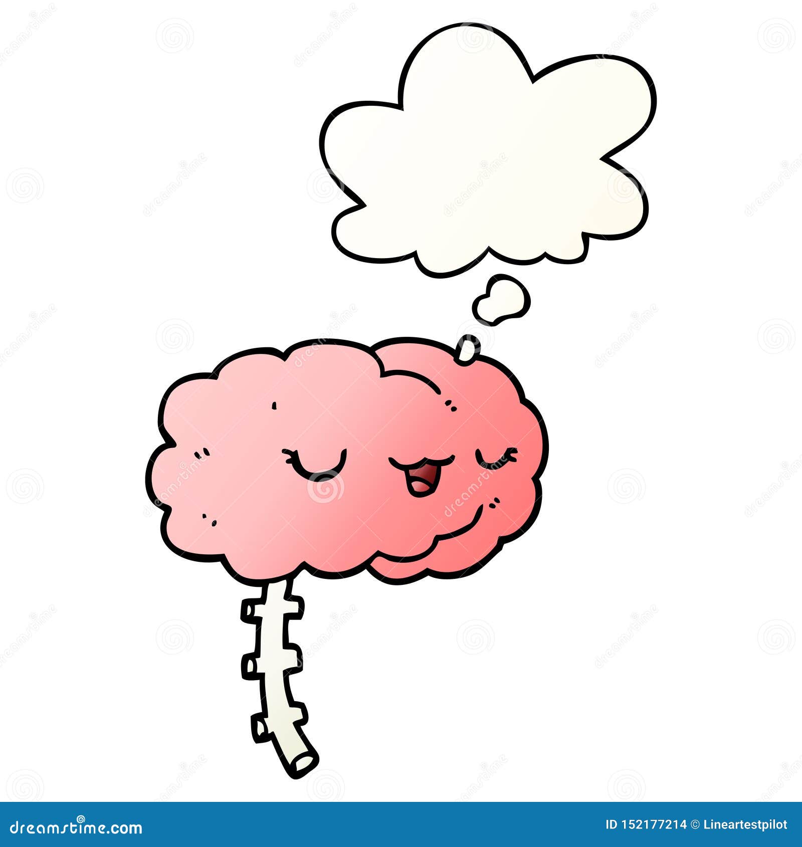 A Creative Happy Cartoon Brain and Thought Bubble in Smooth Gradient ...