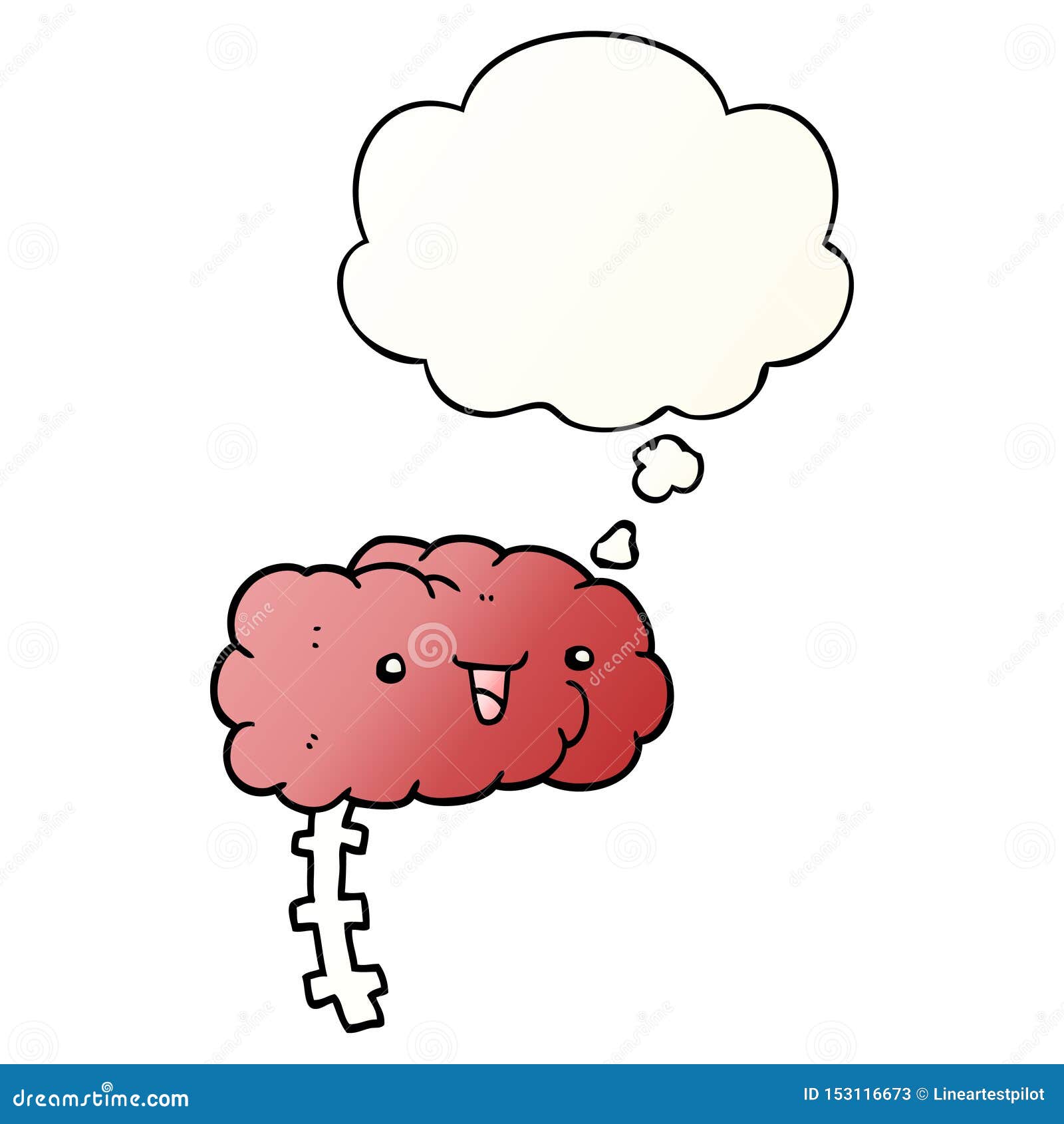 A Creative Happy Cartoon Brain and Thought Bubble in Smooth Gradient ...