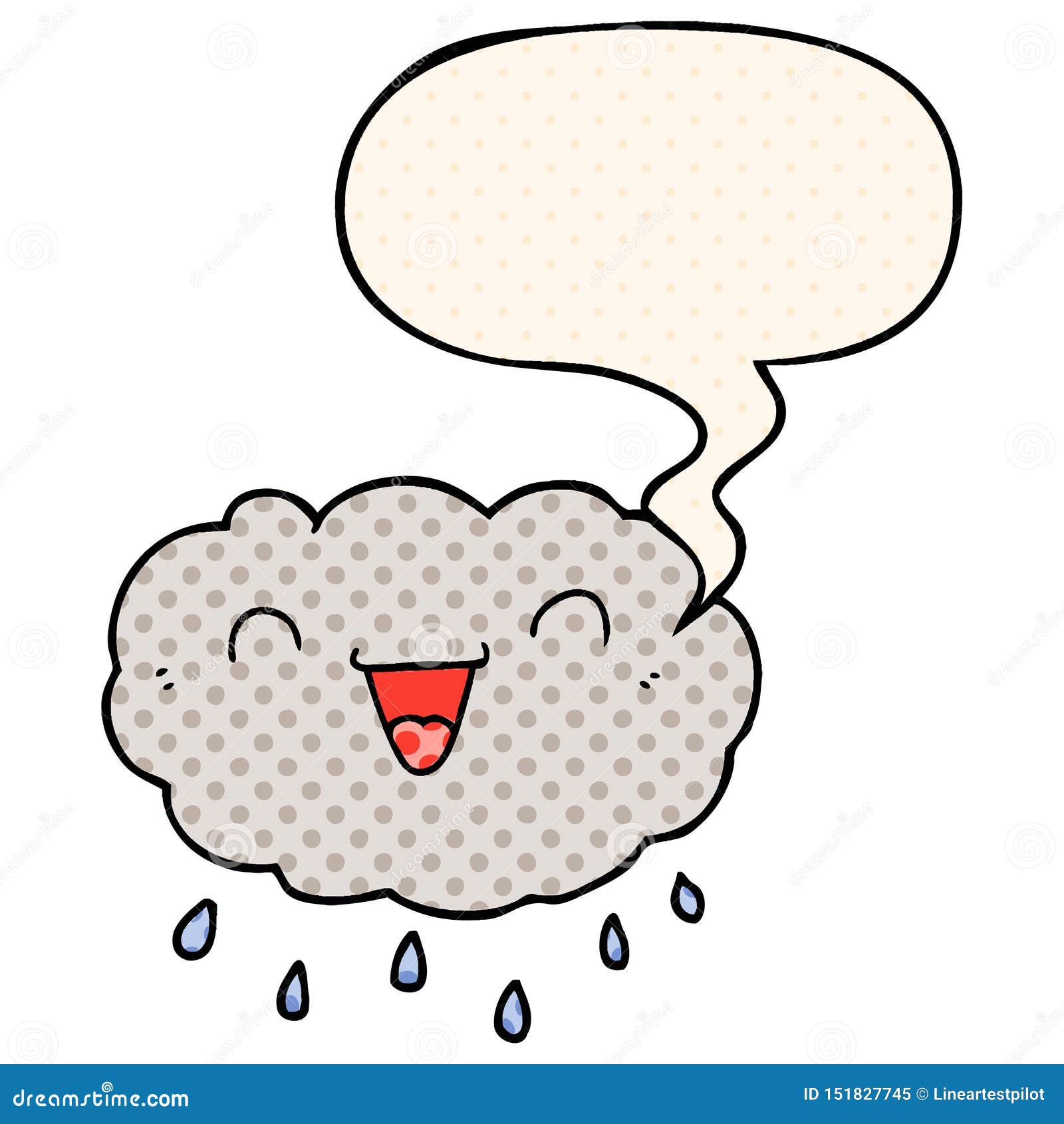 A Creative Happy Cartoon Cloud and Speech Bubble in Comic Book Style ...
