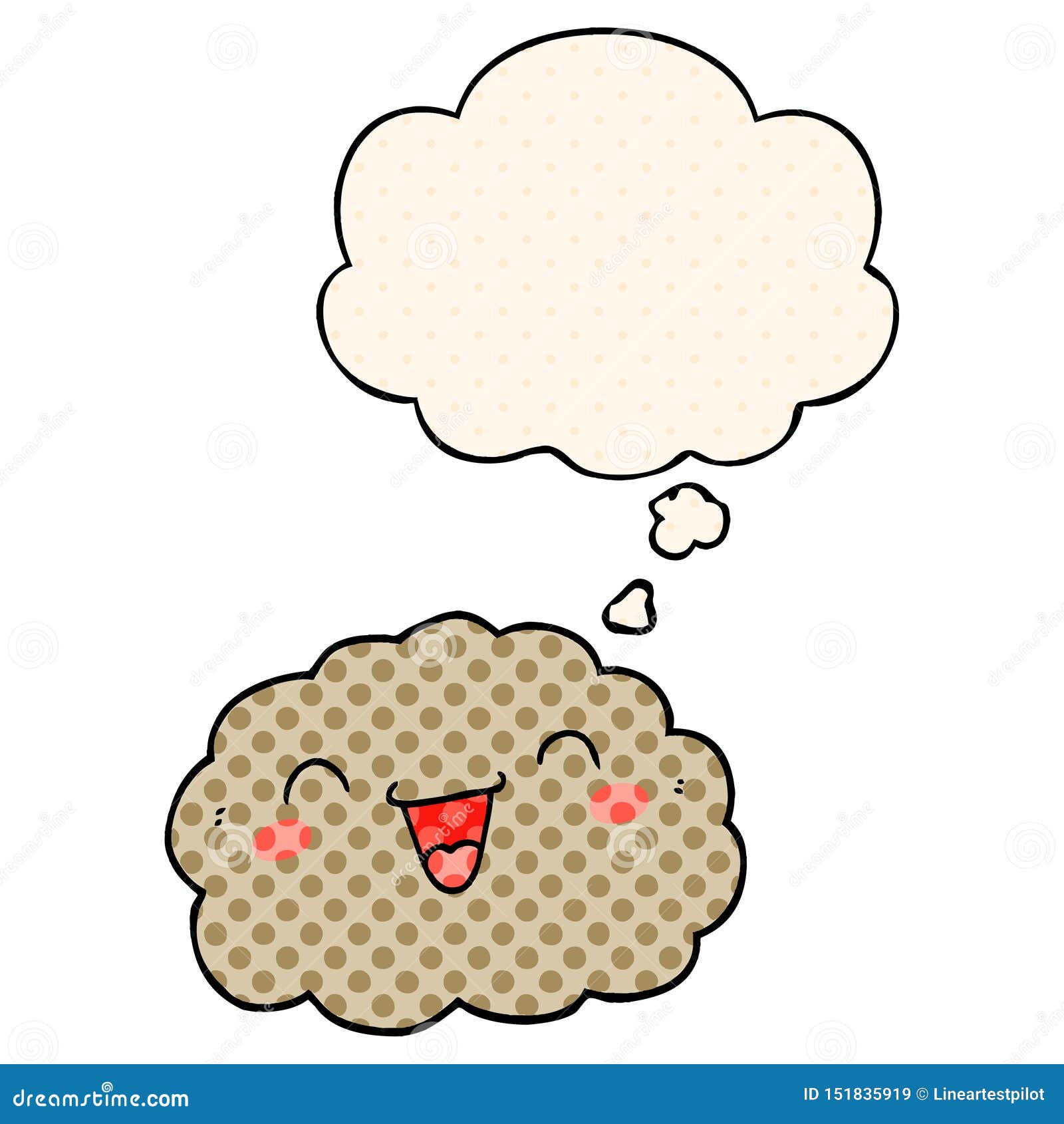 A Creative Happy Cartoon Cloud and Thought Bubble in Comic Book Style ...