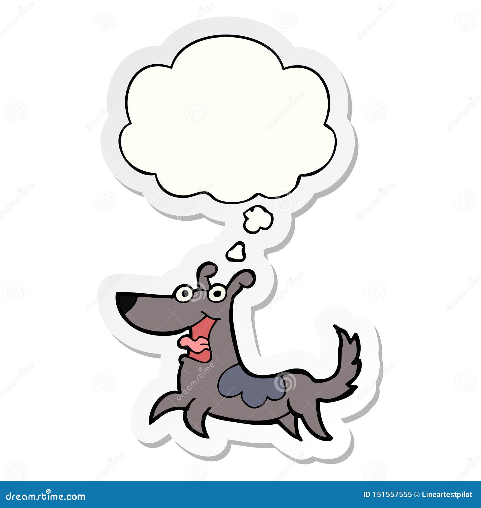 A Creative Happy Dog Cartoon and Thought Bubble As a Printed Sticker ...
