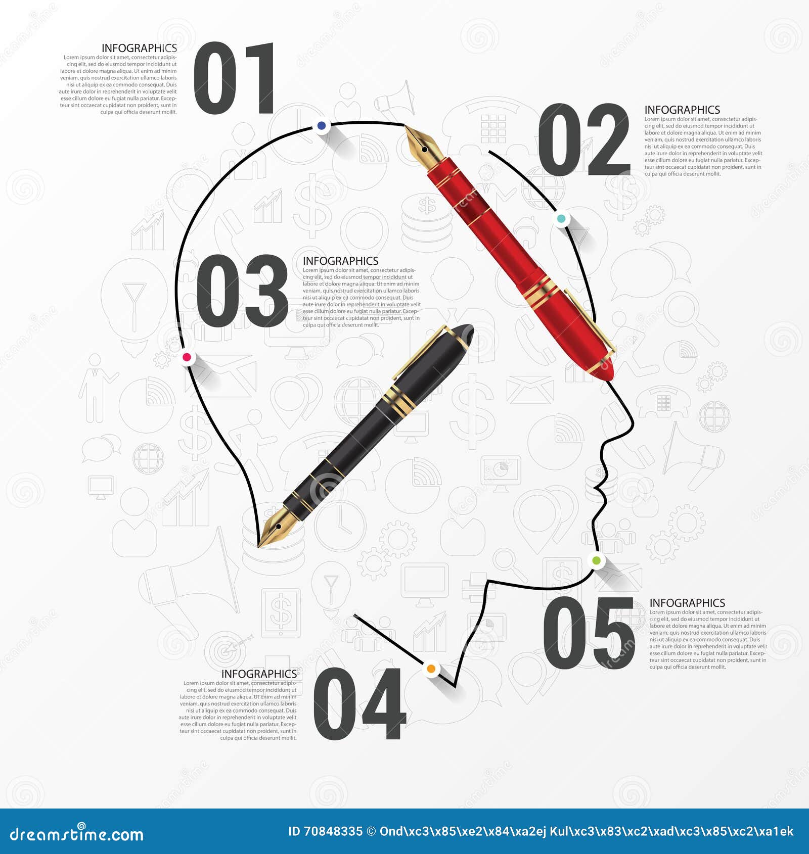 Creative Head with Pen. Infographic Concept Stock Vector - Illustration ...