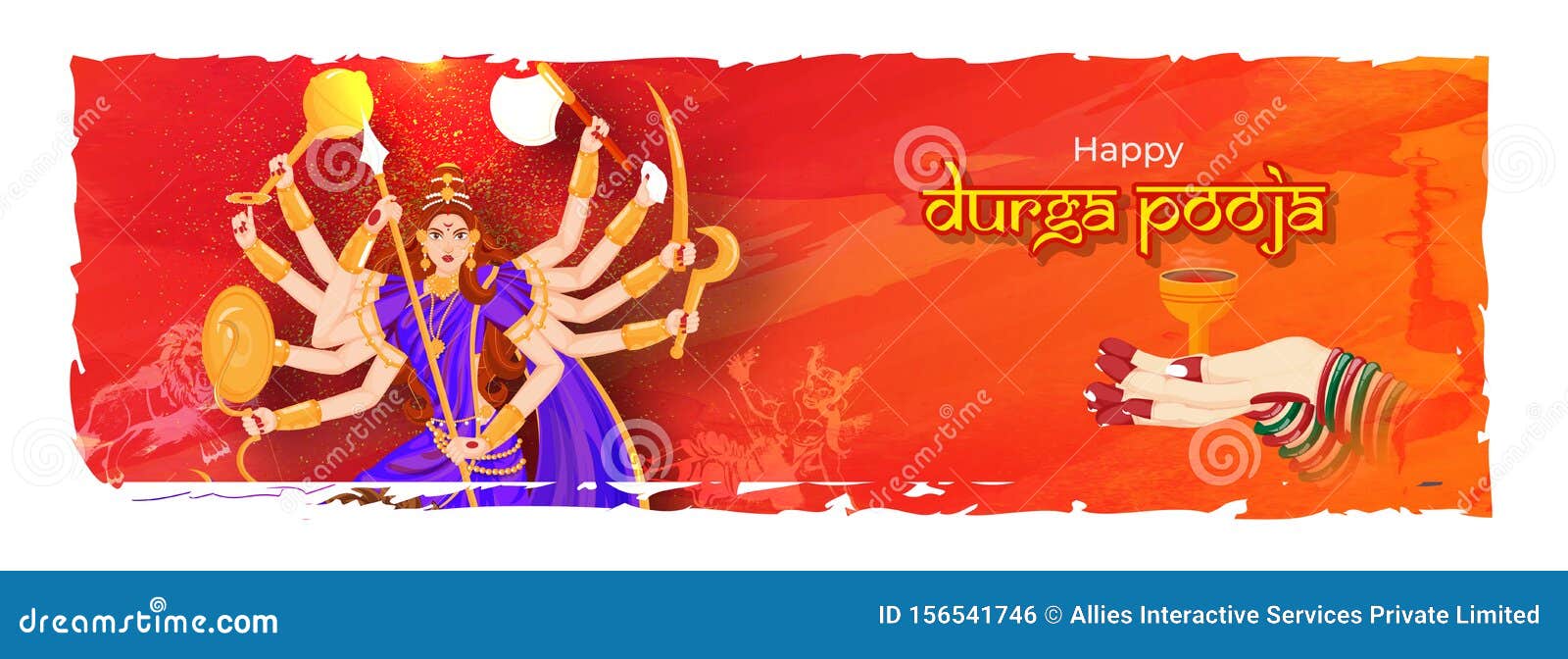 Creative Header or Banner Design with Illustration of Goddess Durga ...
