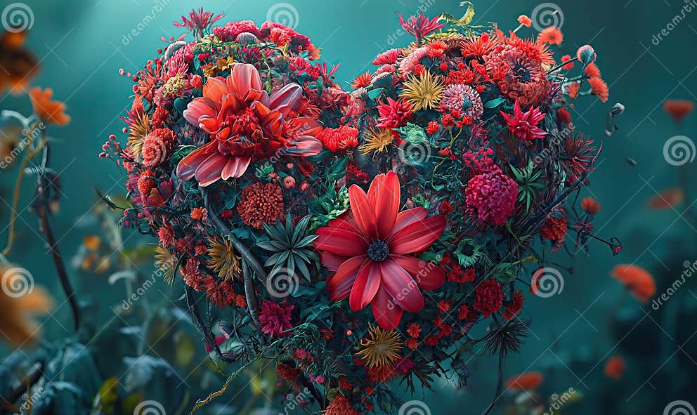 Creative Heart Shape on Abstract Colorful Background. Stock Photo ...