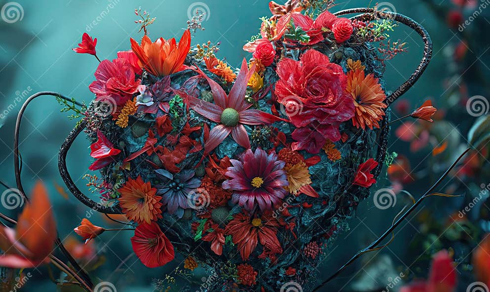 Creative Heart Shape on Abstract Colorful Background. Stock Photo ...