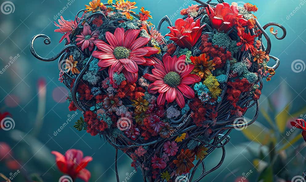 Creative Heart Shape on Abstract Colorful Background. Stock Photo ...