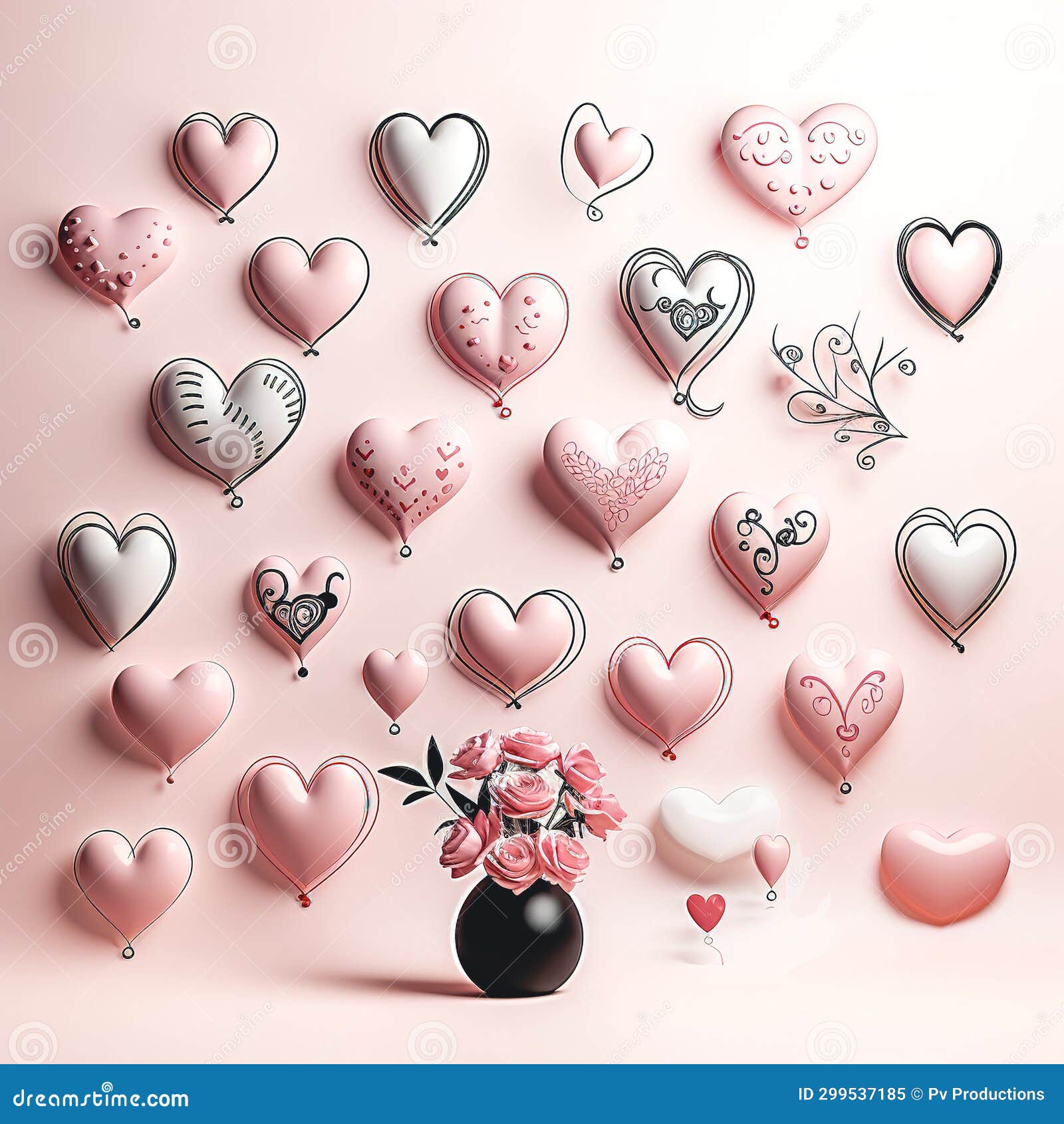 Creative Hearts, Postcard Design for Valentine S Day. Stock Image ...