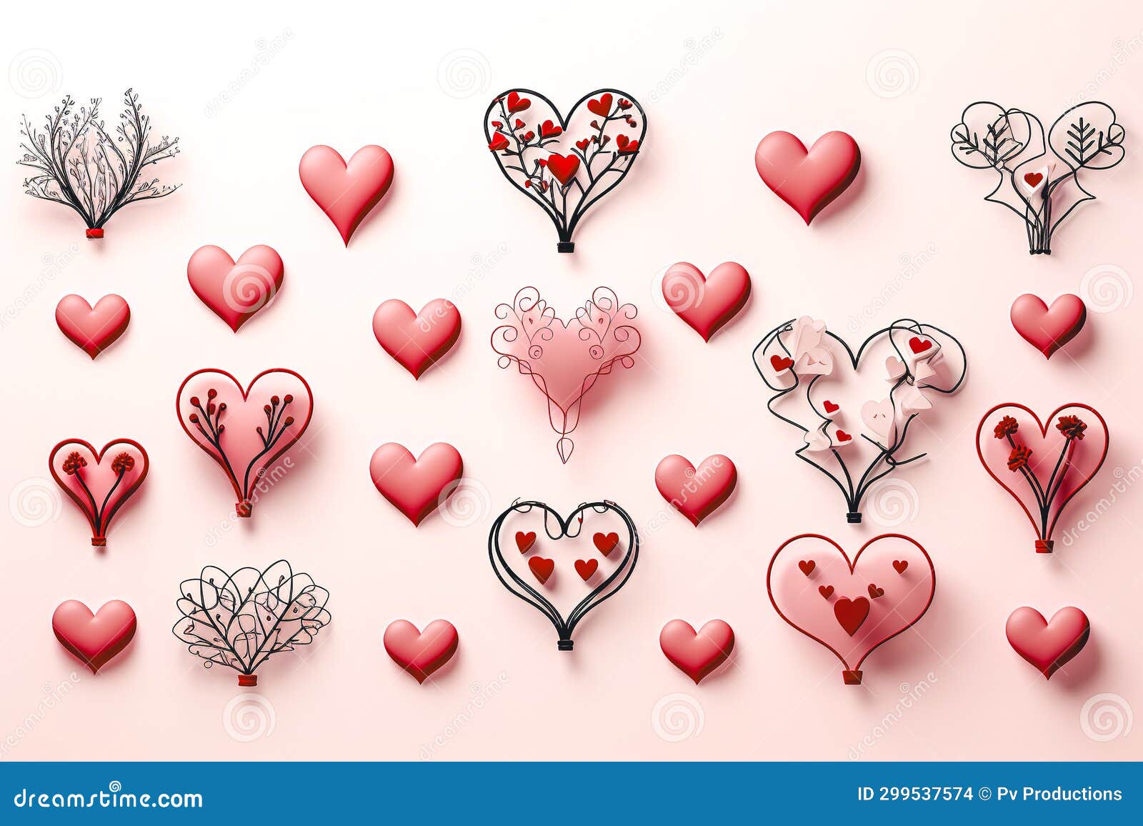 Creative Hearts, Postcard Design for Valentine S Day. Stock Photo ...