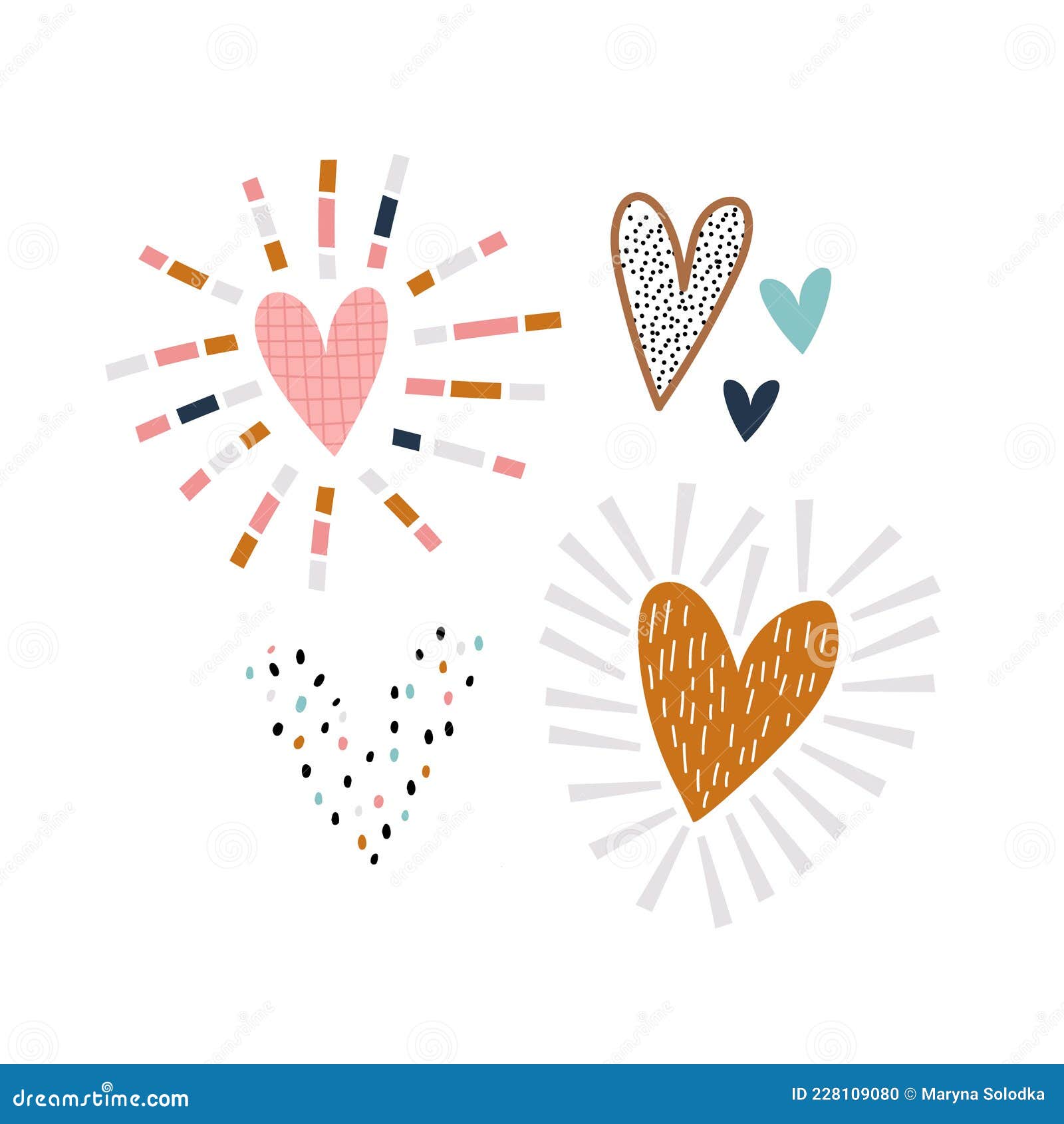 Creative Hearts Set Isolated on White. Vector Illustration Stock ...