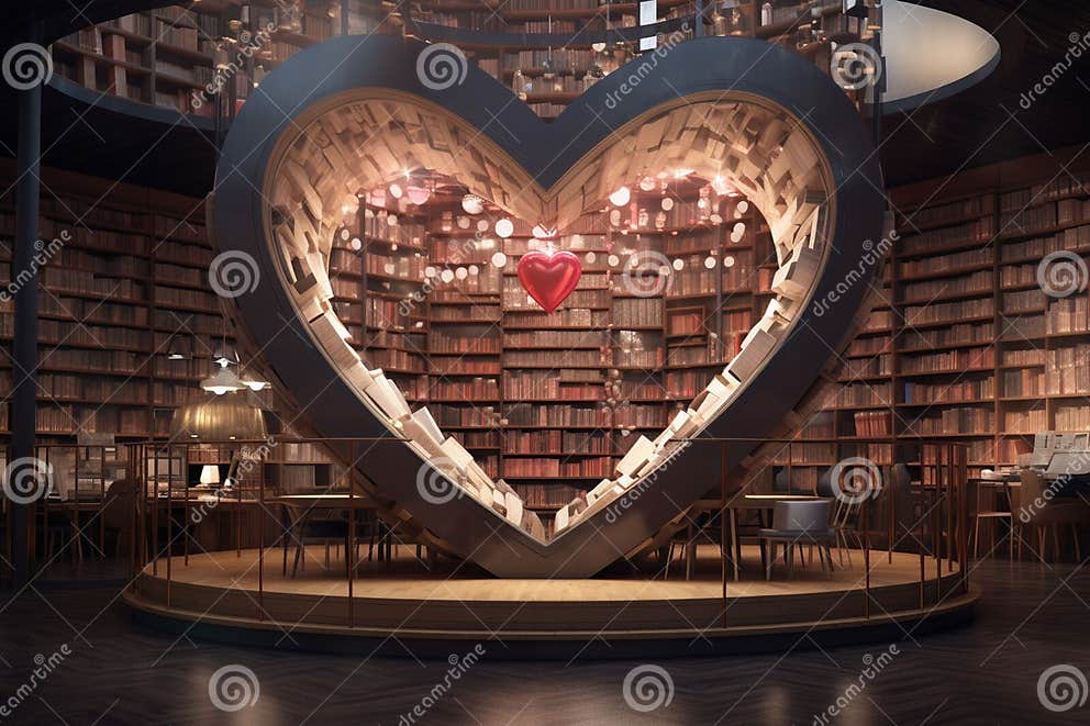 Creative HeartShaped Book Displays in Libraries Stock Illustration ...