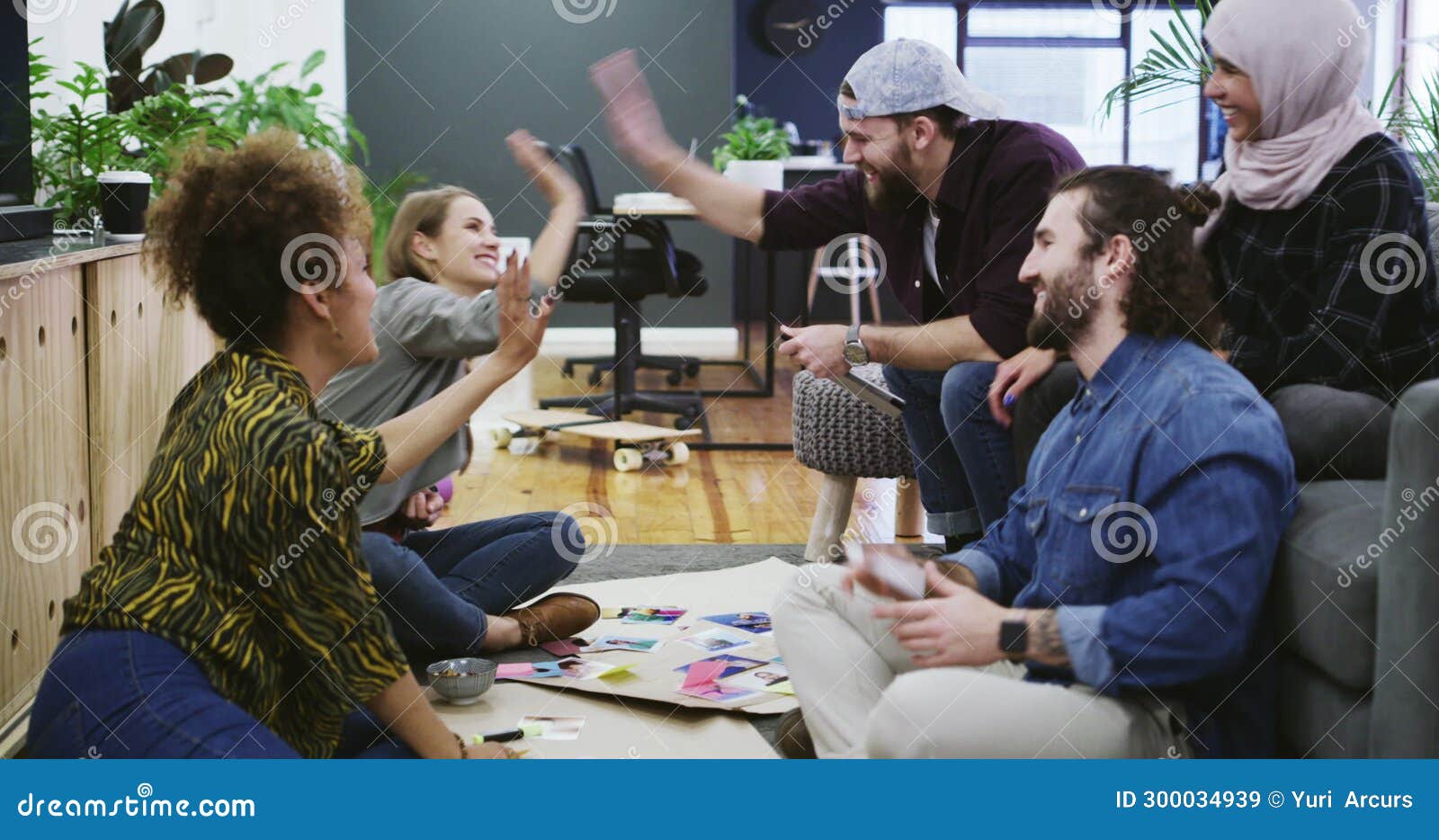 Creative, High Five Collaboration in Office for Business, Brainstorming ...