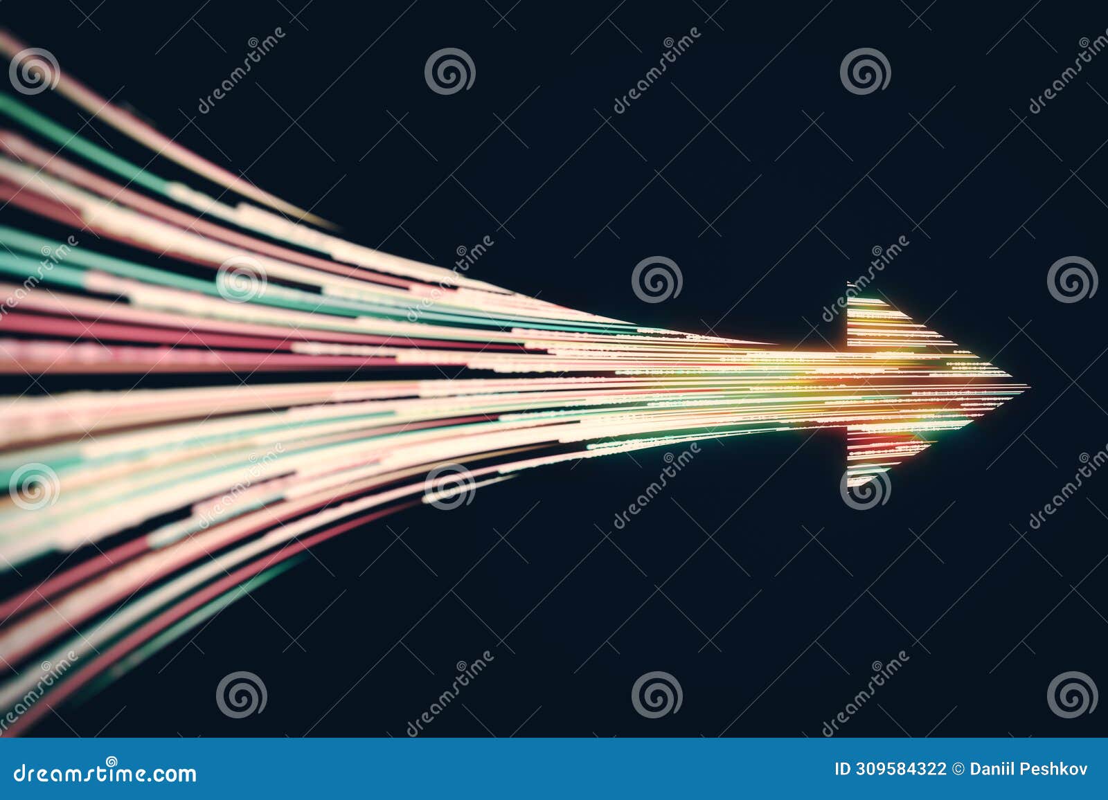 Creative High-speed Motion Arrow on Dark Backdrop. Dynamic Energy and ...