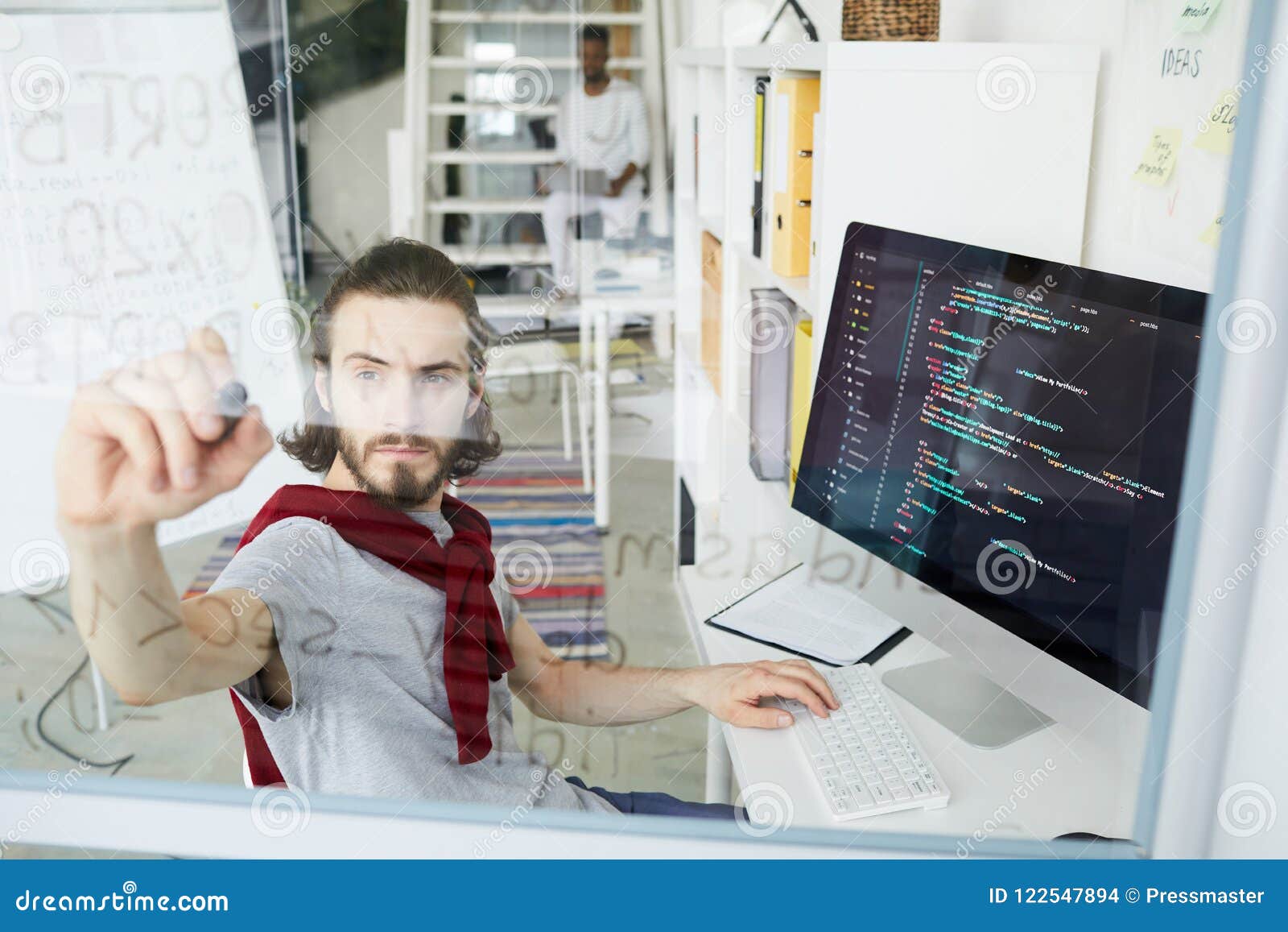 Creative Hipster Coder Working with Programming Language Stock Photo ...