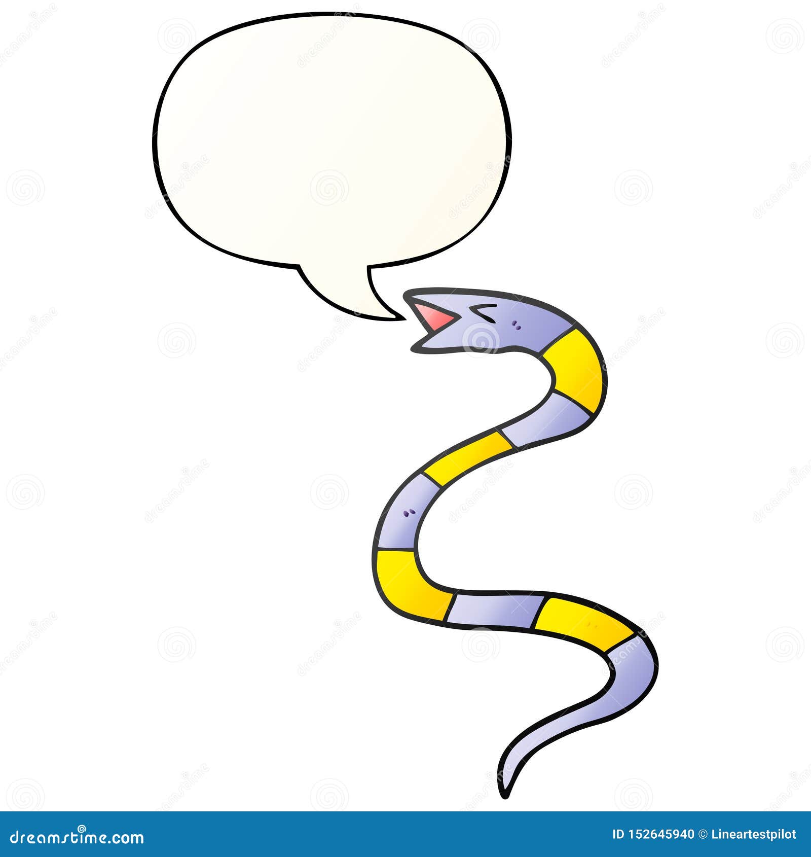 A Creative Hissing Cartoon Snake and Speech Bubble in Smooth Gradient ...