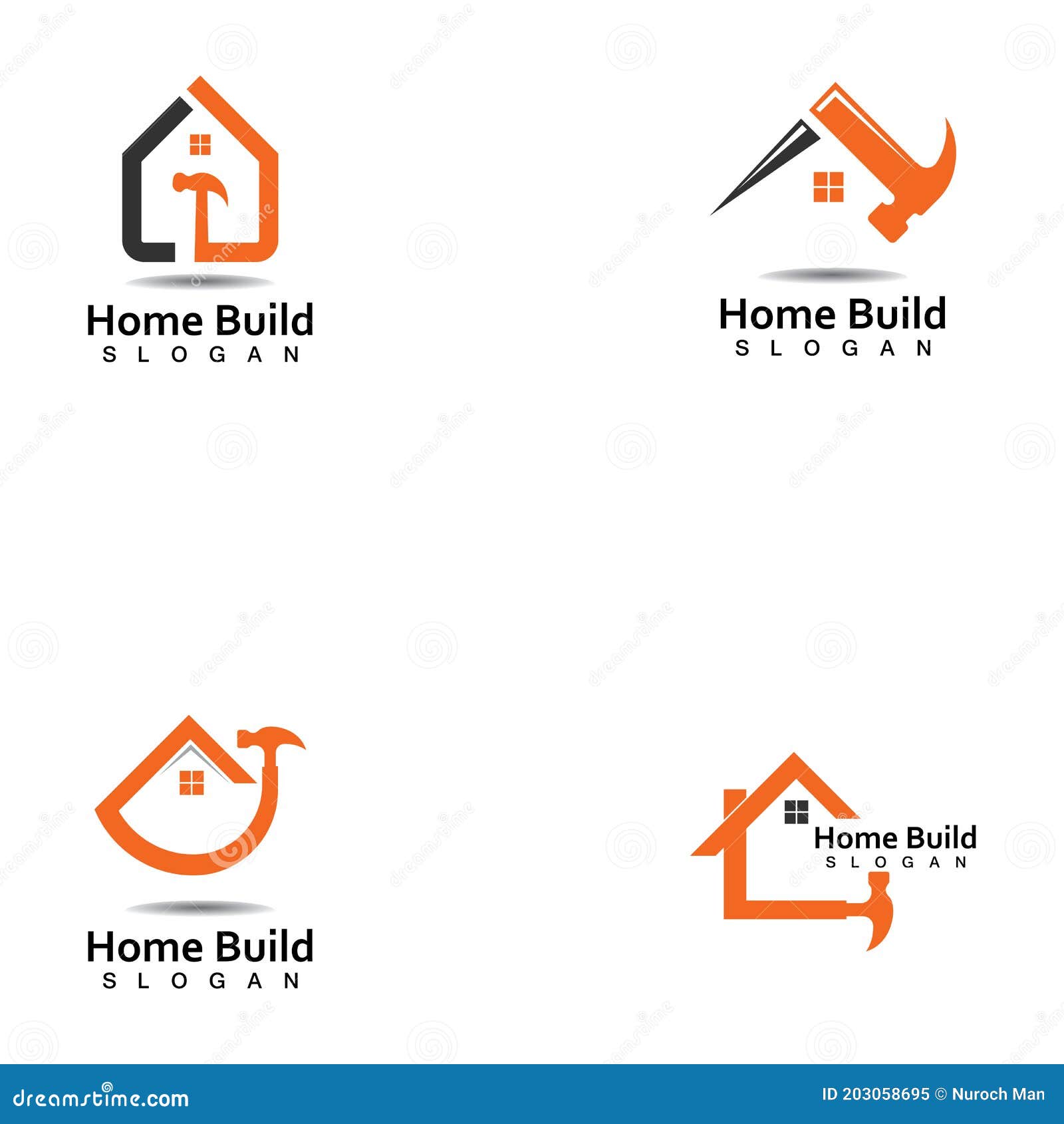 Creative Home Construction Logo with Hammer Symbol. Stock Vector ...