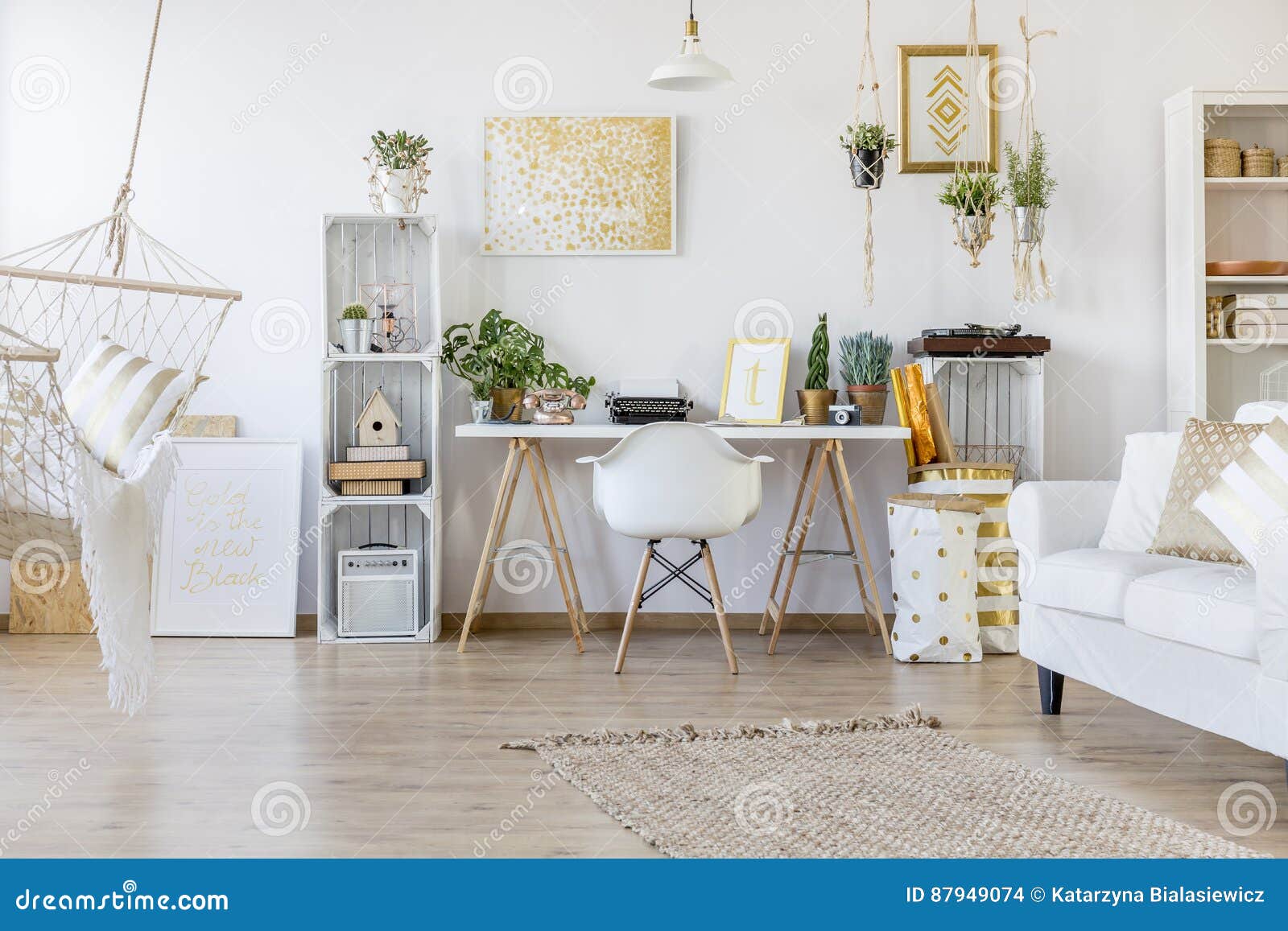 Creative home office stock photo. Image of decor, bright - 87949074