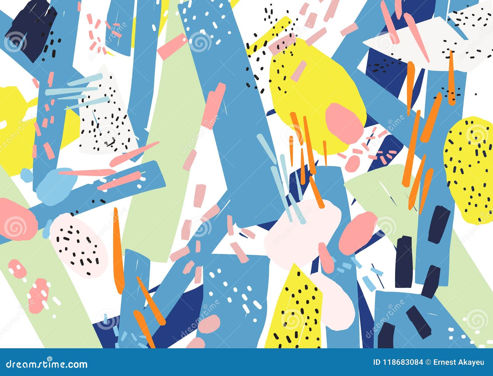 Creative Horizontal Artistic Backdrop with Abstract Shapes, Patches and ...