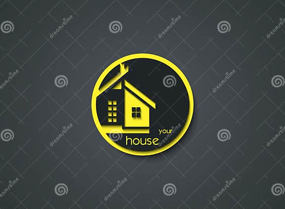 Creative House Icon on Round Button. Stock Vector - Illustration of ...