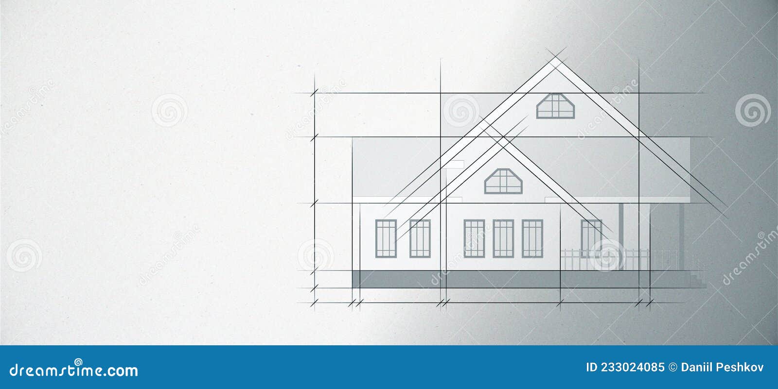 Creative House Project Blueprint on White Background with Mock Up Place ...