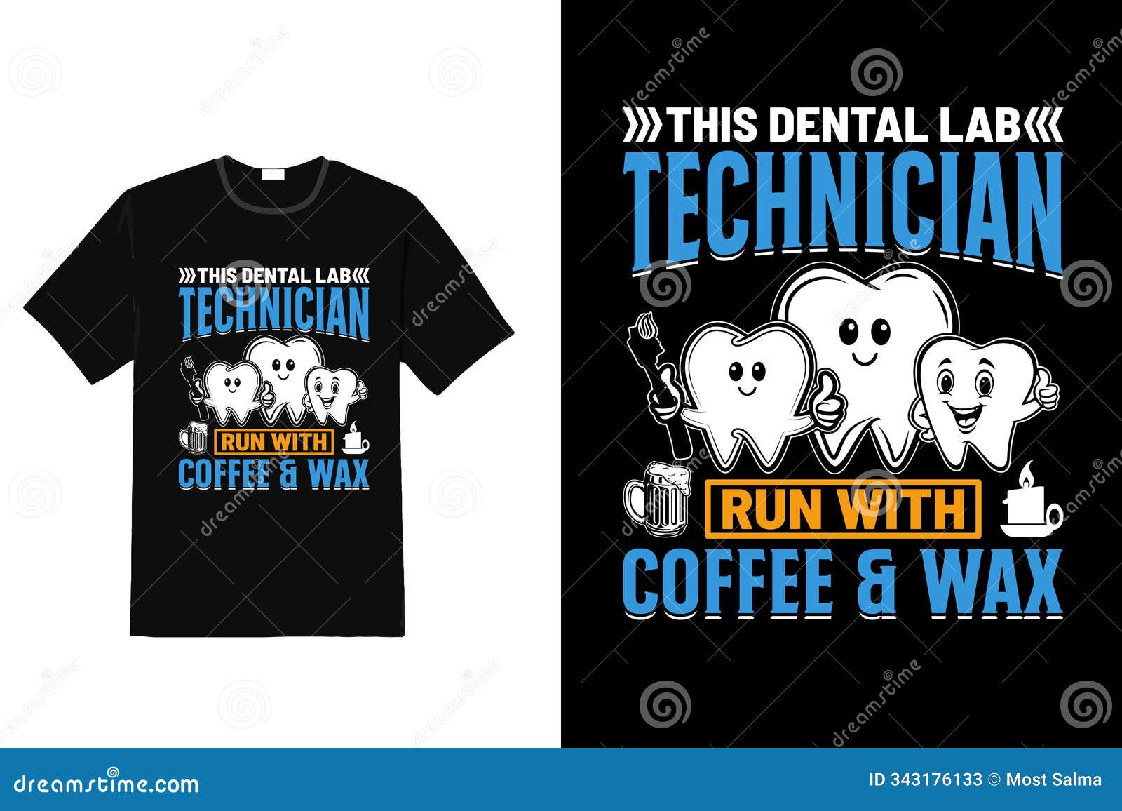 Dental Lab Technician Graphic Design - Fun Coffee and Wax Illustration ...