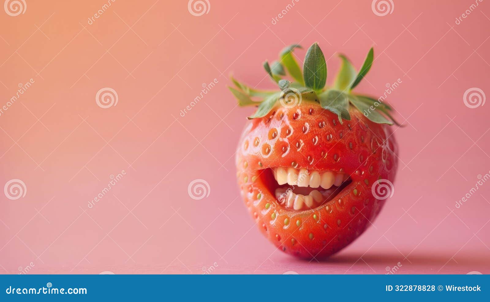 A Creative and Humorous Image of a Strawberry with Human Teeth on a ...