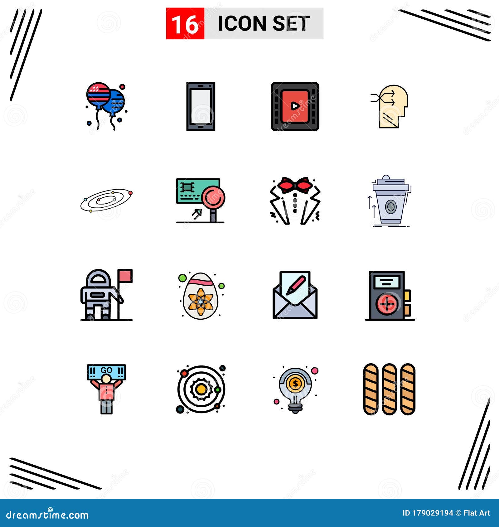 16 Creative Icons Modern Signs and Symbols of Astronomy, Thinking ...