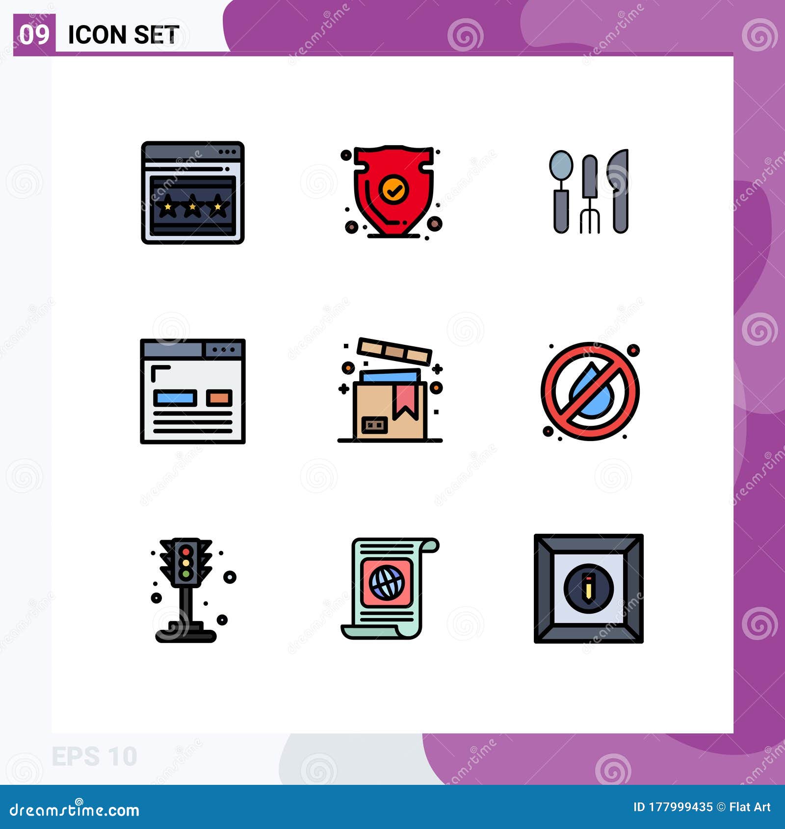 9 Creative Icons Modern Signs and Symbols of Box, Layout, Cutlery ...