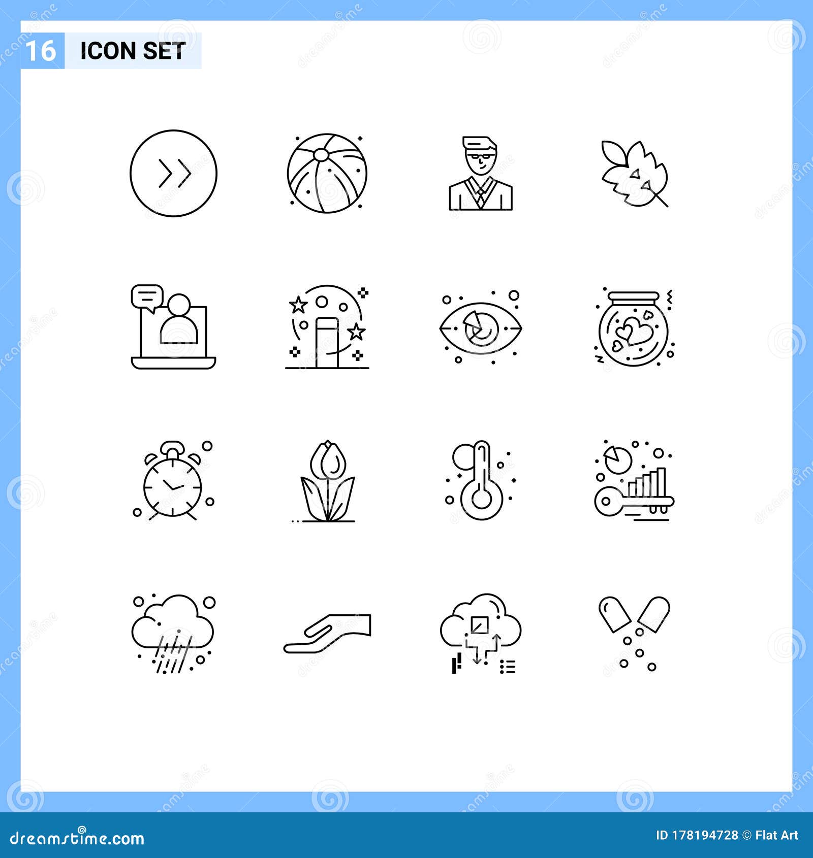 16 User Interface Outline Pack of Modern Signs and Symbols of ...