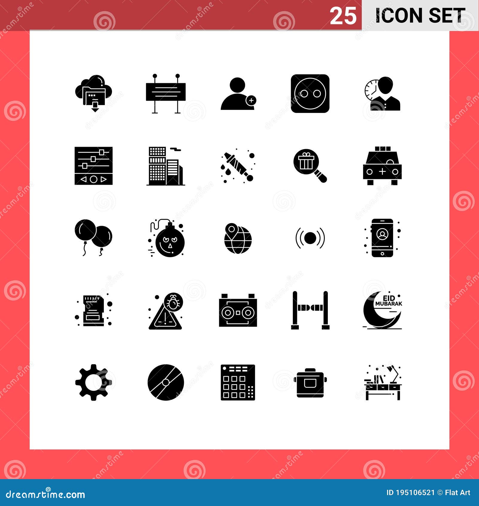 25 Creative Icons Modern Signs and Symbols of Man, Clock, Under ...