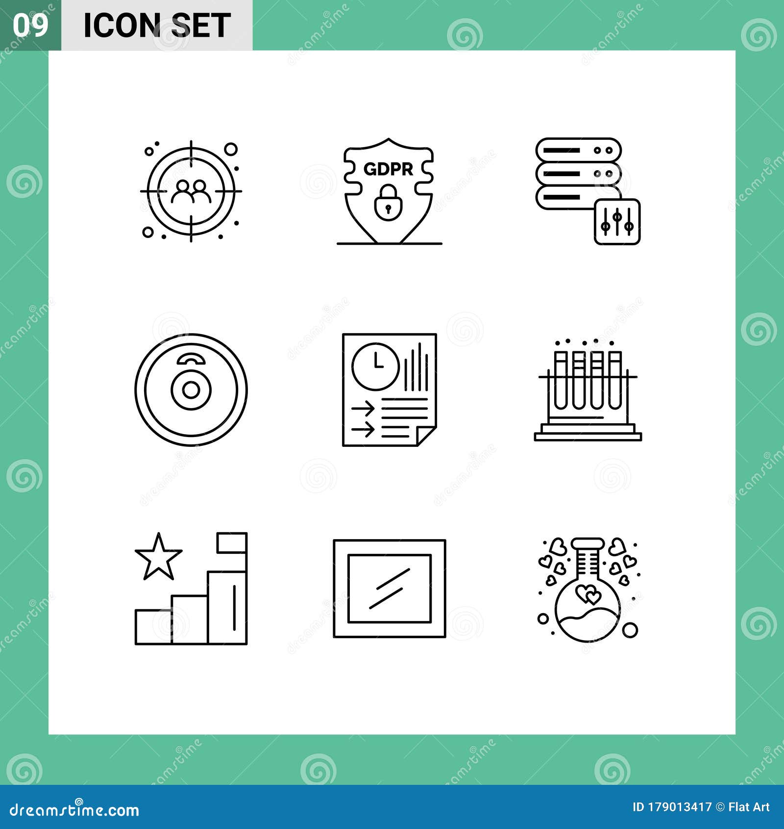 9 Creative Icons Modern Signs and Symbols of Paper, Data, Database ...