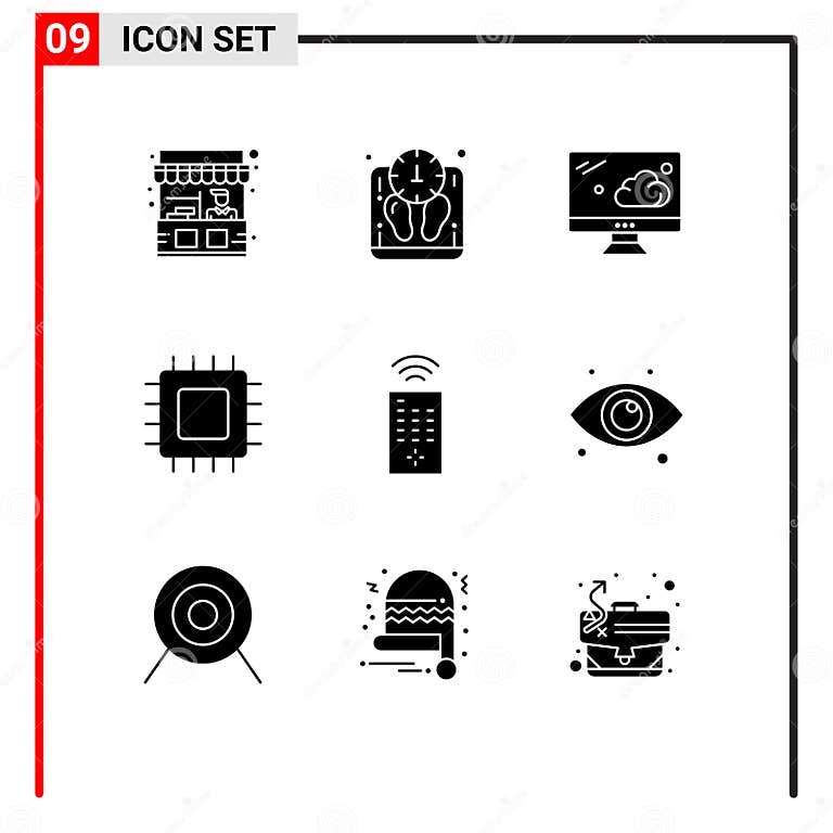 9 Creative Icons Modern Signs and Symbols of Remote, Hardware, Cloud ...