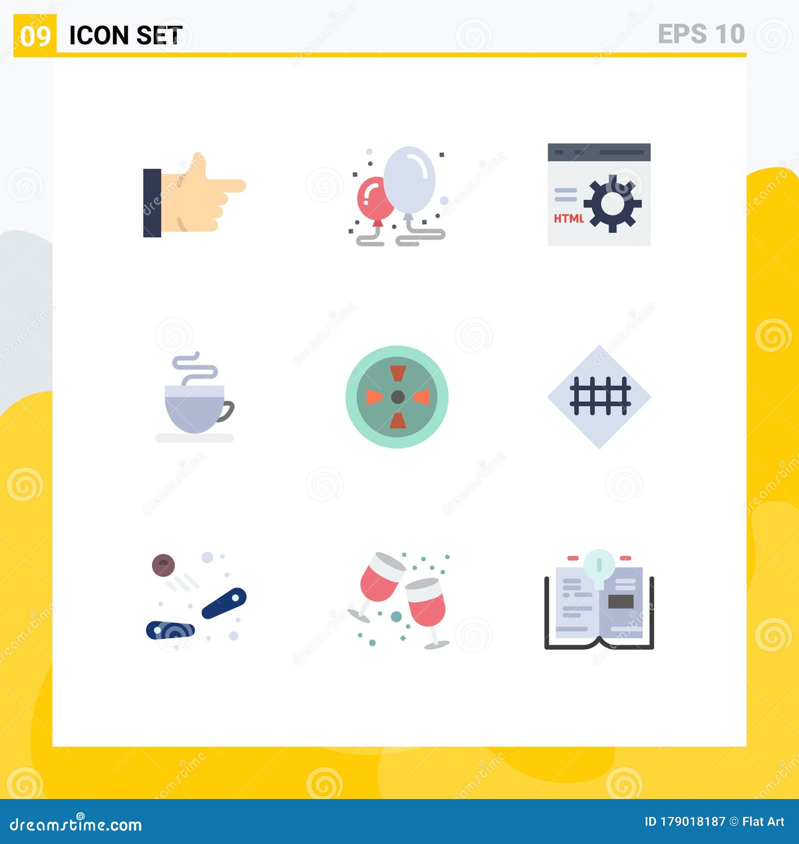 9 Creative Icons Modern Signs and Symbols of Wind, Fan, Coding, Cup ...