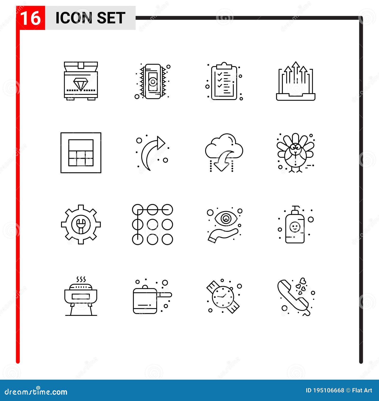 16 Creative Icons Modern Signs and Symbols of Wireframe, Report ...