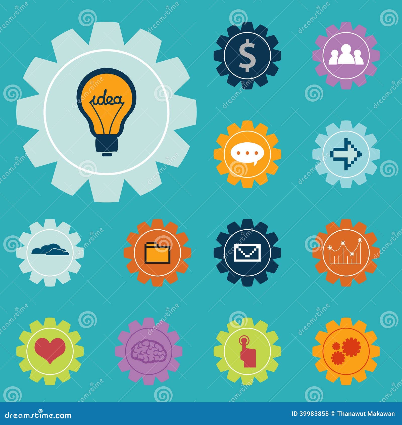 Creative Icons set stock vector. Illustration of optimization - 39983858