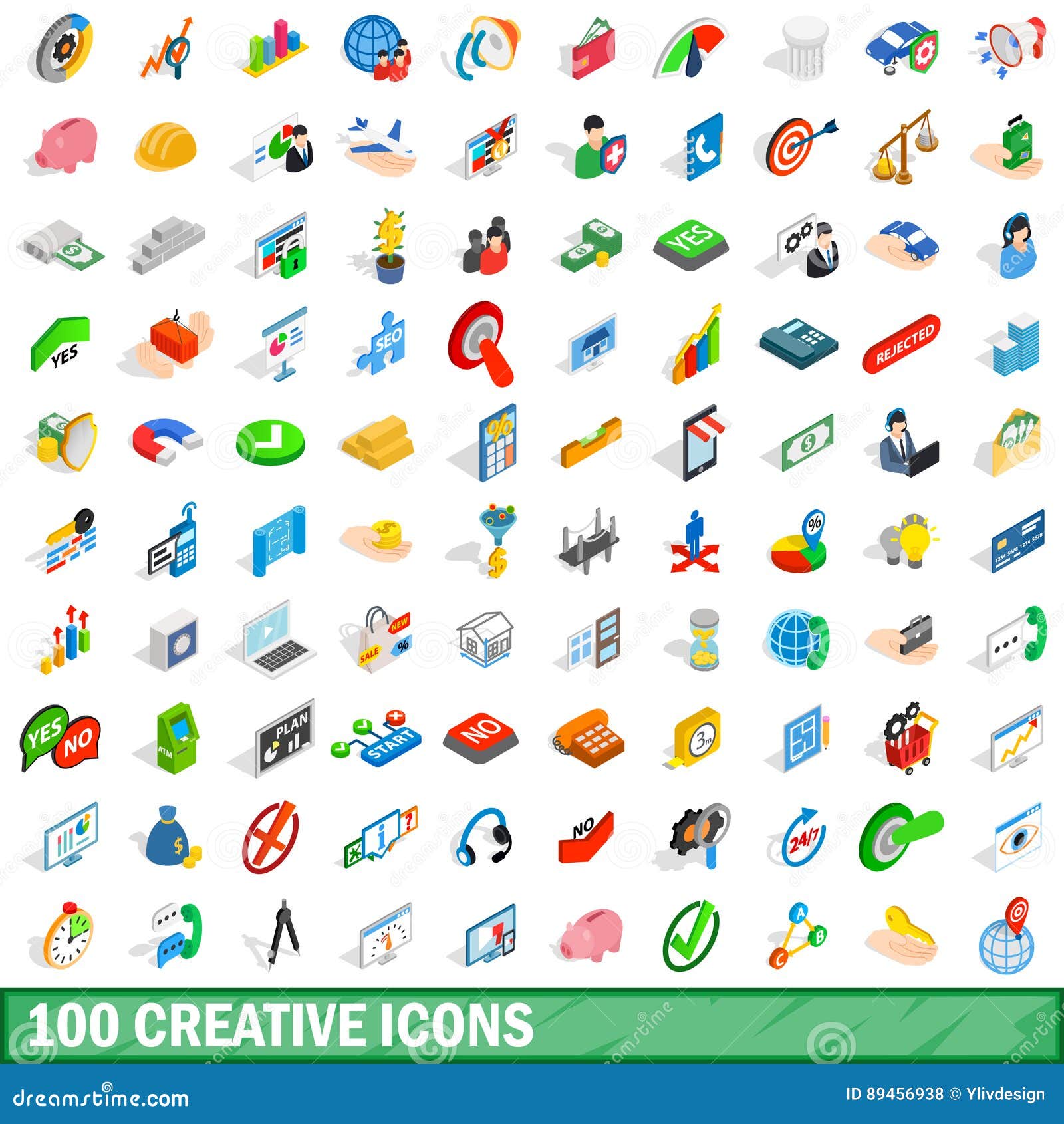 100 Creative Icons Set, Isometric 3d Style Stock Vector - Illustration ...