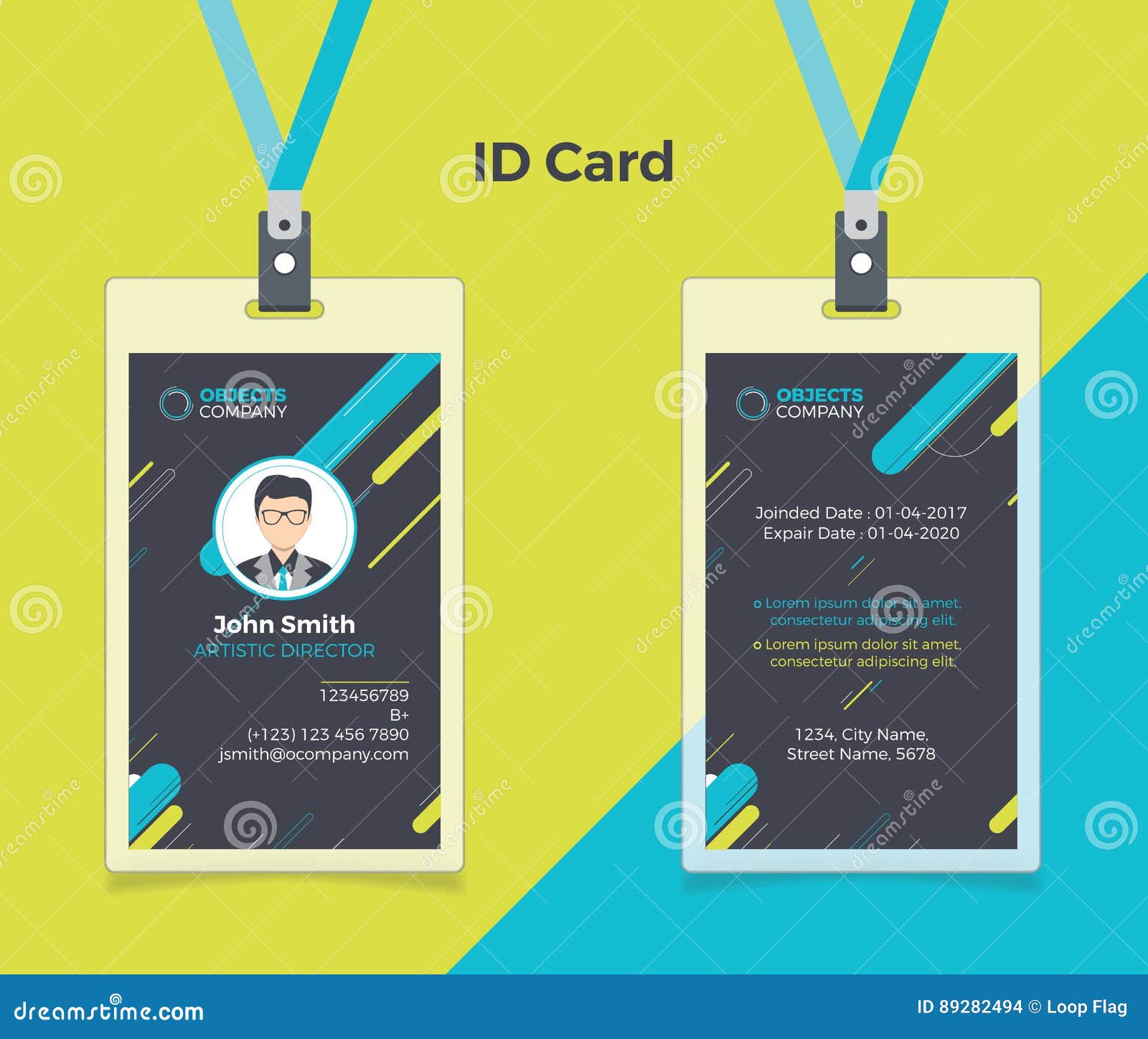 Creative ID Card Black Blue Color Stock Vector - Illustration of print ...