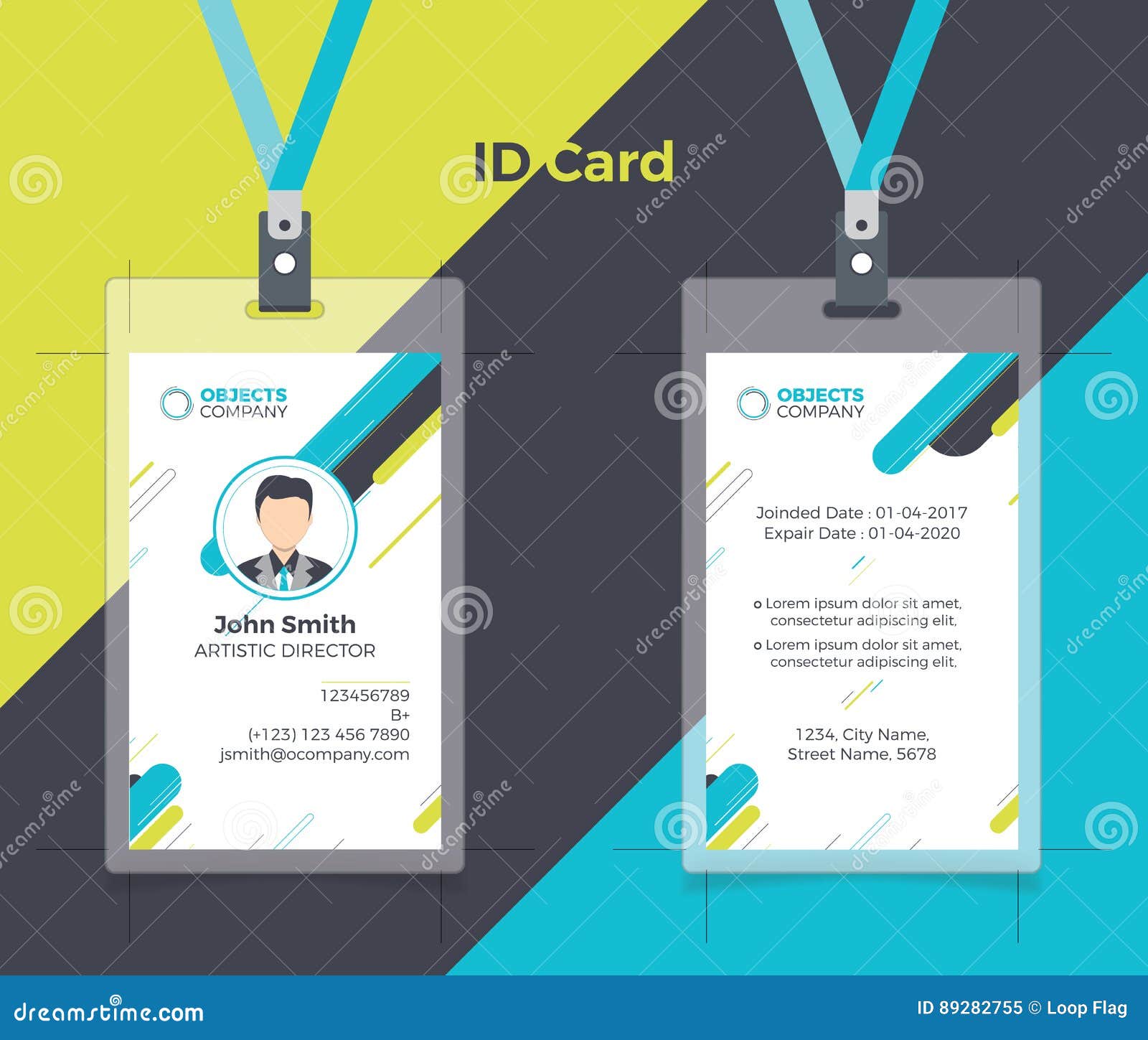 Creative ID Card Blue Yellow Color Stock Vector - Illustration of ...