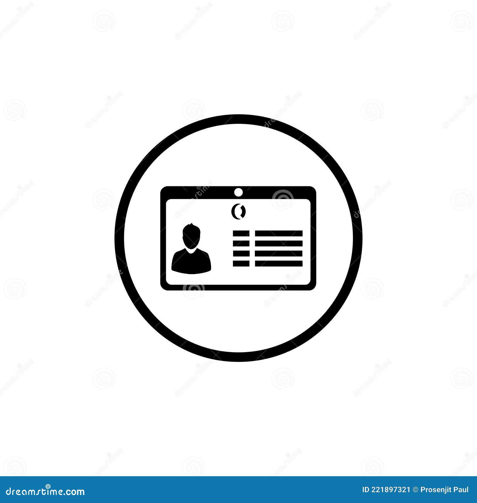 Creative ID Card Icon in Circle Stock Vector - Illustration of access ...