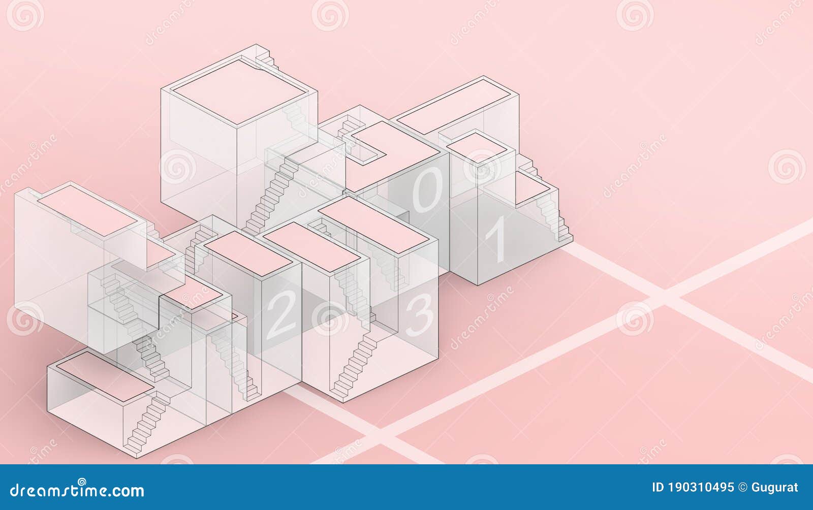 Creative Idea Abstract Architectural Geometric Box Random Square on Red ...