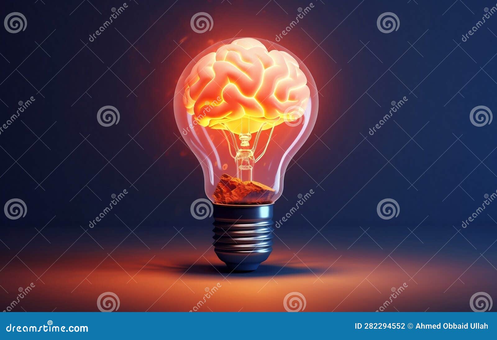 Creative Idea Brain and Light Bulb Inspiration. Generative AI Stock ...
