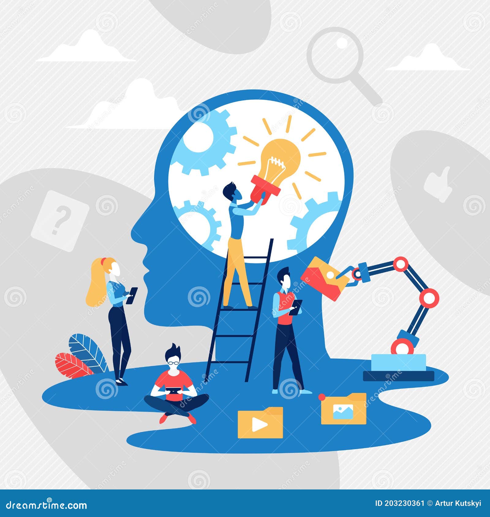 Creative Idea Concept with Abstract Head of Thinking Person Stock ...