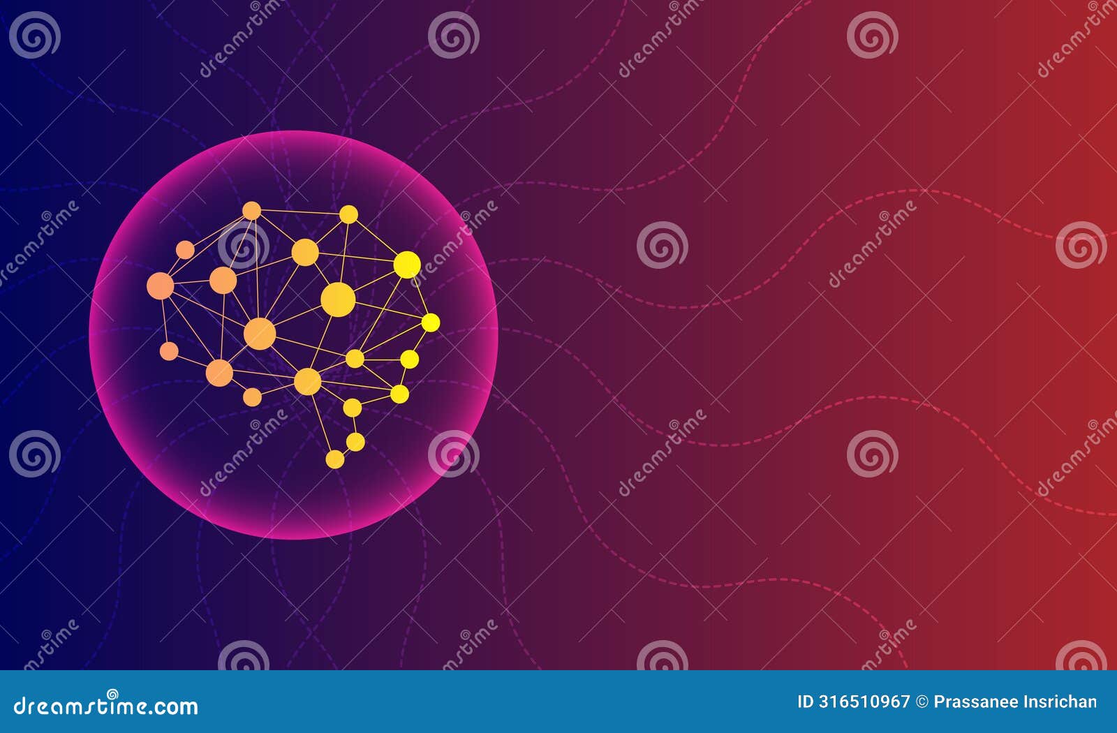 Creative and Idea Concept. Brain with Light Rays on Blue and Red ...