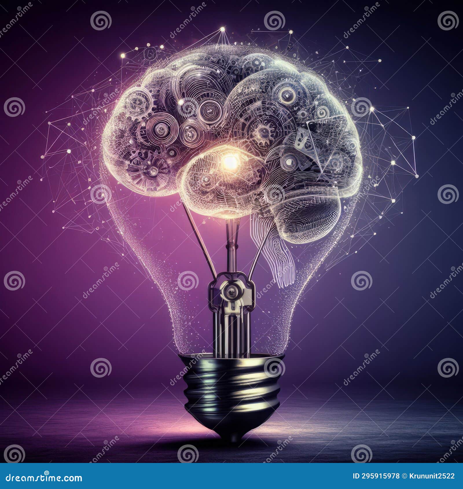 Creative Idea Concept with Bulb Future Technology and Brain Stock ...