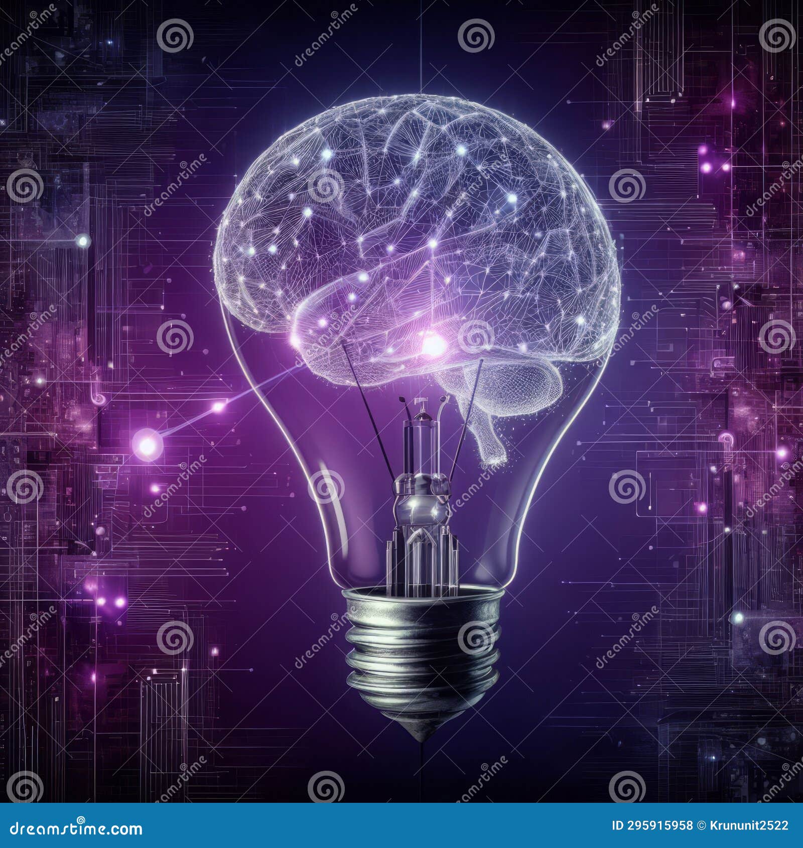 Creative Idea Concept with Bulb Future Technology and Brain Stock ...