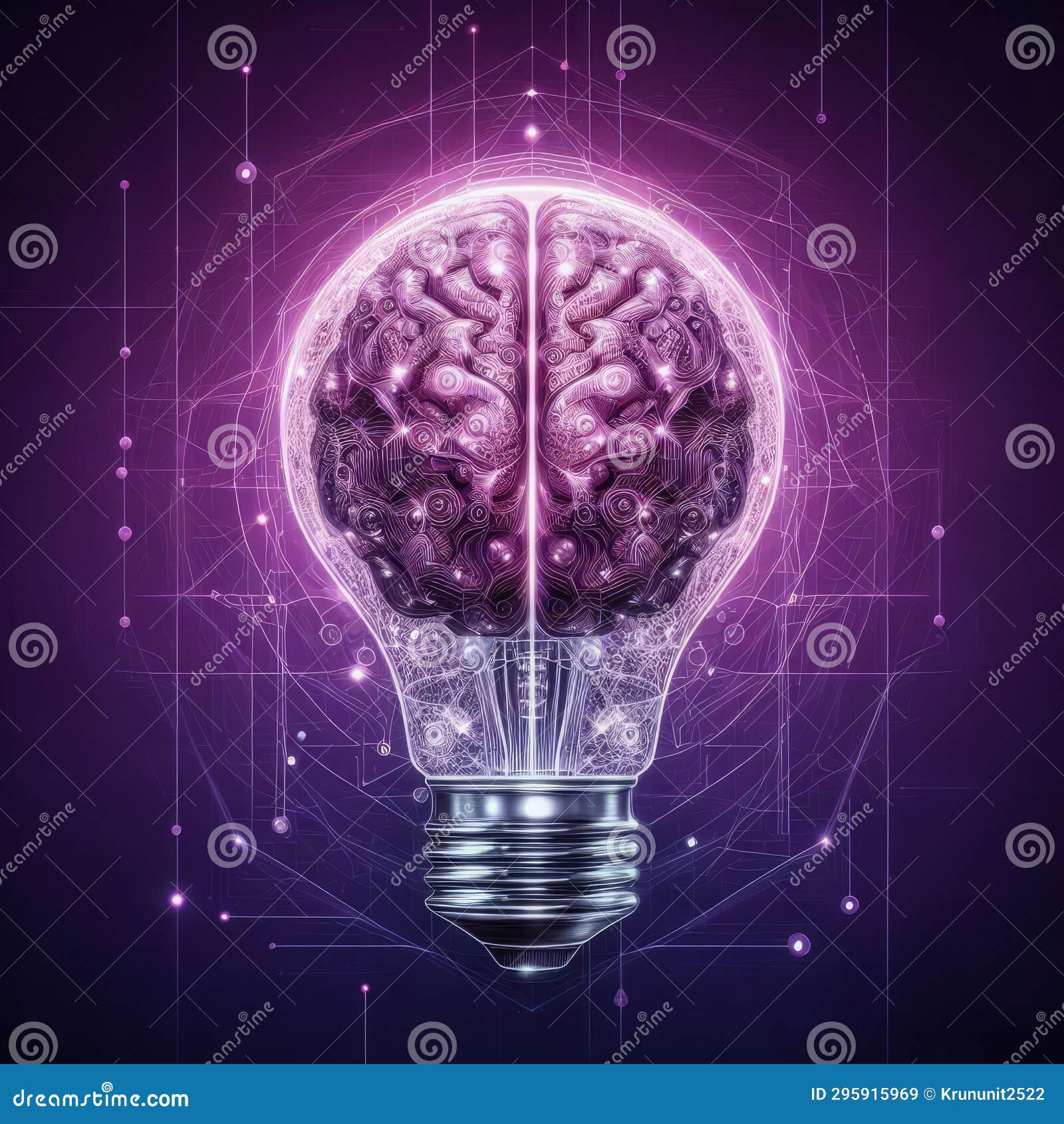 Creative Idea Concept with Bulb Future Technology and Brain Stock ...
