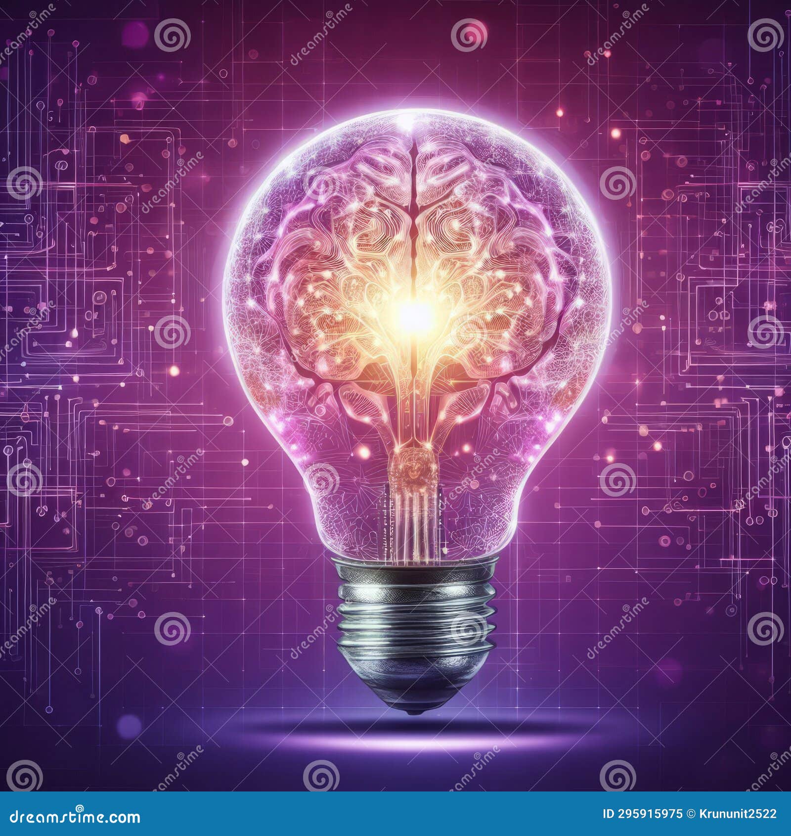 Creative Idea Concept with Bulb Future Technology and Brain Stock ...