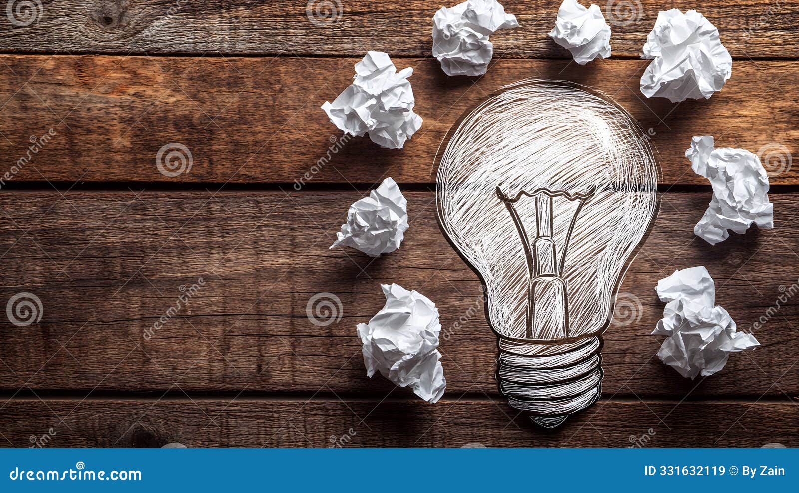 Creative Idea Concept with Crumpled Paper Forming Light Bulb Surrounded ...