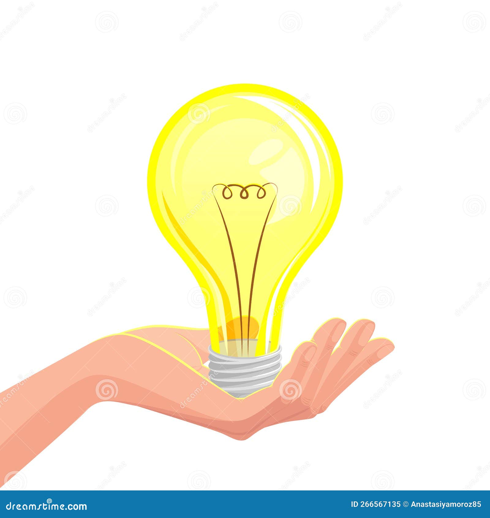 Creative Idea Concept with Hand Holding Bulb Lamp Stock Illustration ...